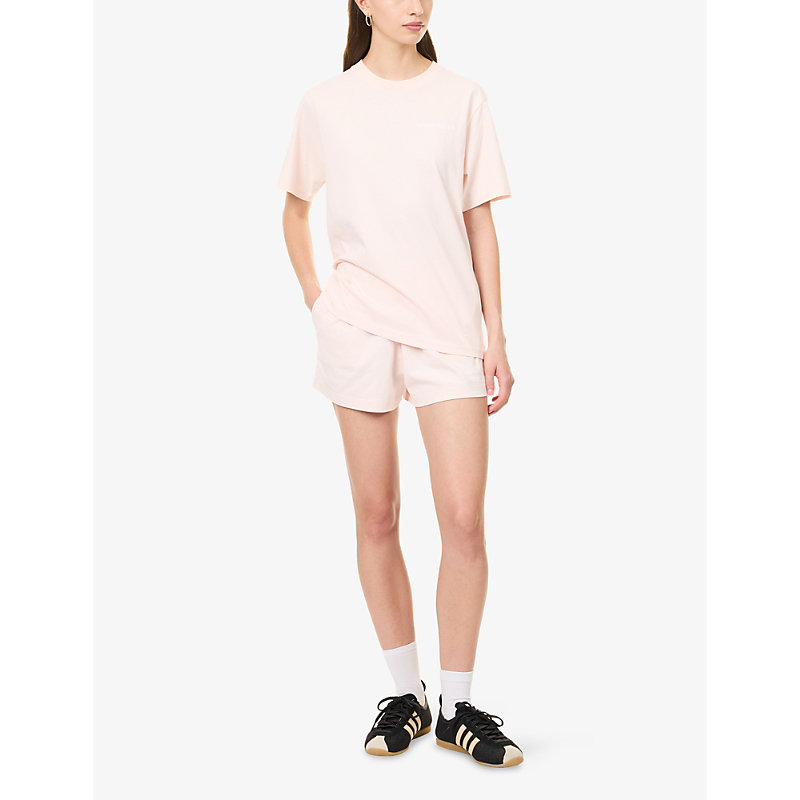 SPORTY & RICH Sporty & Rich International Disco Brand-Print Cotton Shorts